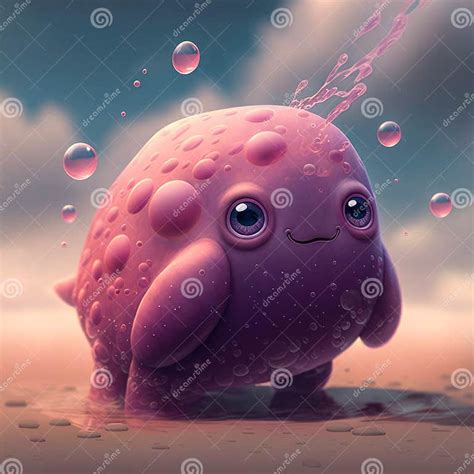 A Cute Purple Blob Character Created With Generative Ai Stock Image