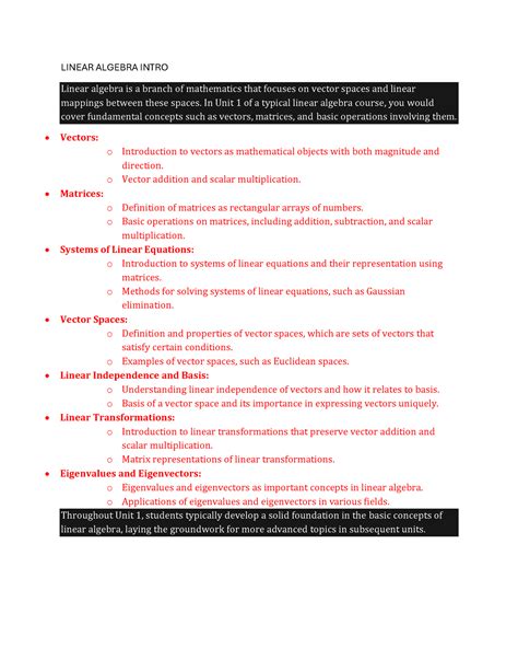 Linear Algebra Intro Linear Algebra Intro Linear Algebra Is A Branch