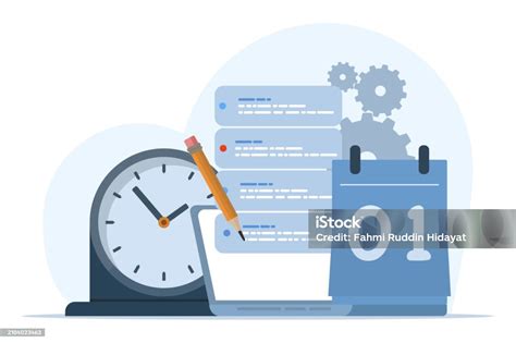 시간표 시간관리 마감일 기획자 스타트업 조직 시간조직의 효율성의 개념 프로젝트 팀 작업 일정 좋은 비즈니스 프로세스 시간 제어 계획 개체 그룹에 대한 스톡 벡터 아트 및