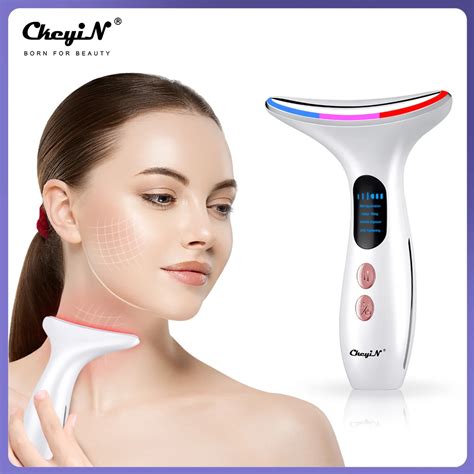 목 안티 링클 페이스 리프팅 뷰티 장치 Led 광자 치료 스킨 케어 초음파 Ems 마사지 더블 턱을 줄이기 Aliexpress