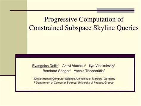 Ppt Progressive Computation Of Constrained Subspace Skyline Queries