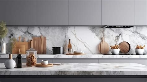 Premium Ai Image Interior Of Modern Kitchen With White Marble