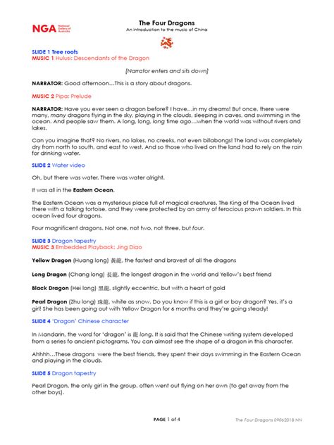 The Four Dragons Script 10062018 Nn Pdf Dragon China
