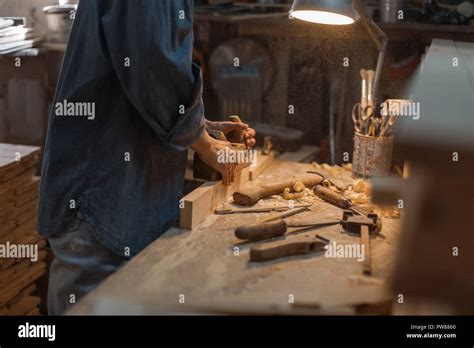 Female Hands Work With Wood The Concept Of Manual Work Lifestyle Of Craftsmen Wood Workshop