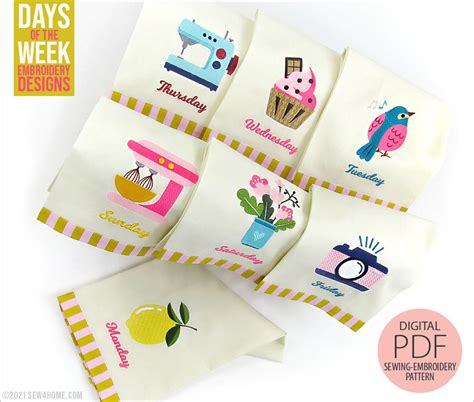 Machine Embroidery Designs Days Of The Week Images And Etsy