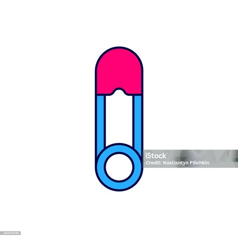 흰색 배경에 격리 된 채워진 윤곽 클래식 폐쇄 강철 안전 핀 아이콘 벡터 가득 찬에 대한 스톡 벡터 아트 및 기타 이미지