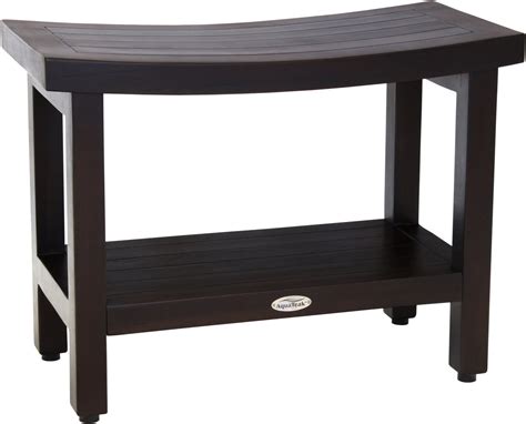 Aquateak Patented Sumba Teak Shower Bench With Shelf Mocha 24 With