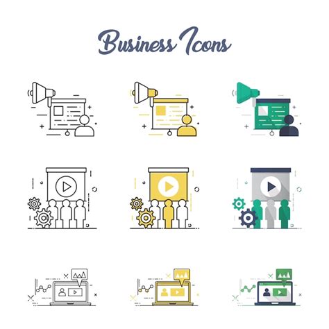 Conjunto De Iconos De Concepto De Negocio Vector Premium