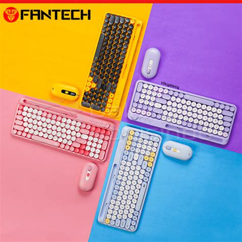 Jual Fantech Go Mochi 101 Wk899 Multi Device Wireless Keyboard Mouse Combo Blue Pink