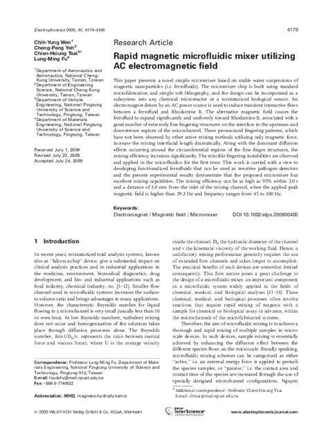 Pdf Rapid Magnetic Microfluidic Mixer Utilizing Ac Electromagnetic Field
