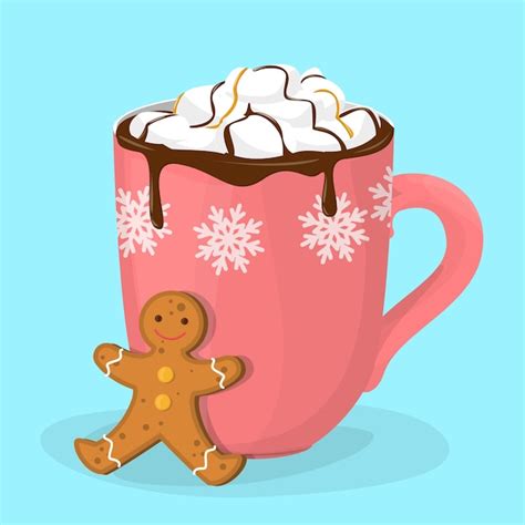 Premium Vector Hot Chocolate Or Cacao In Red Cup Mug With Hot Drink