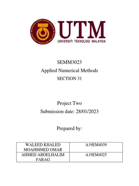 Project 2 Pdf Numerical Analysis Ordinary Differential Equation