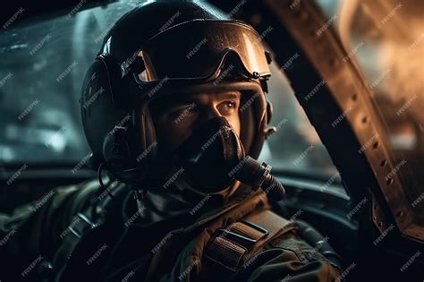 Premium Ai Image Portrait Of Military Pilot In Cockpit Of A Modern