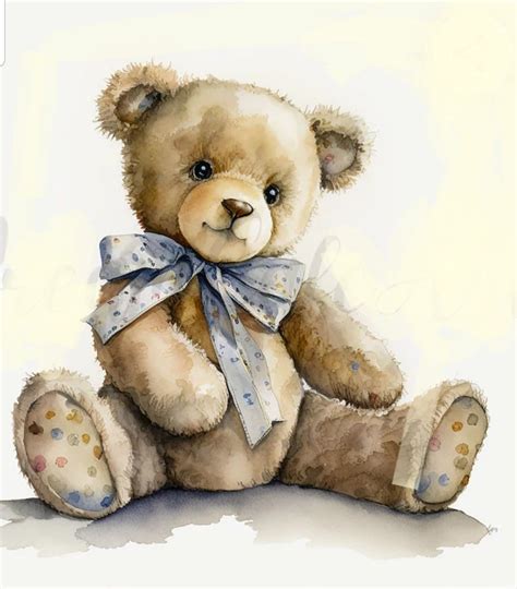 Watercolor Teddy Bear Clipart Teddy Bear Cute Clip Art Card Making