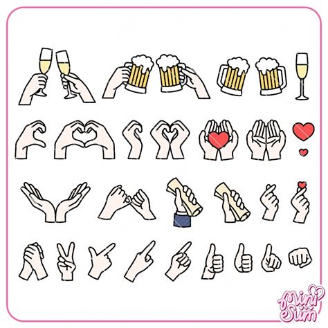 미니 썸 수제몰드 토퍼아이콘 수공예 🖐🏻손 동작 모음 Ver2🖐🏻 손하트 꽃받침 건배 졸업 등 다양한