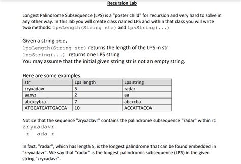 Solved Longest Palindrome Subsequence Lps Is A Poster