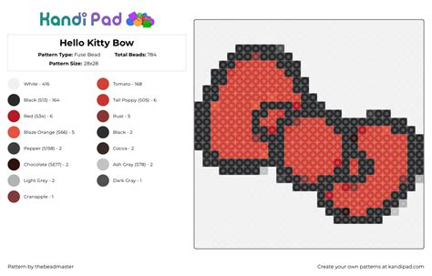 Hello Kitty Bow Fuse Bead Pattern Kandi Pad Kandi Patterns Fuse