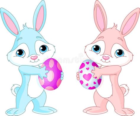 Cute Cartoon Easter Bunny Girl With Poster Stock Vector Illustration