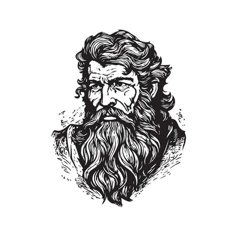Premium Vector Wild Man Vintage Logo Line Art Concept Black And White