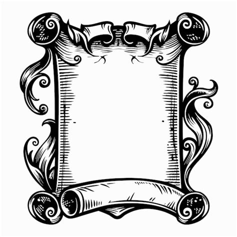 A Black And White Drawing Of A Frame With A Scrollwork Border Premium