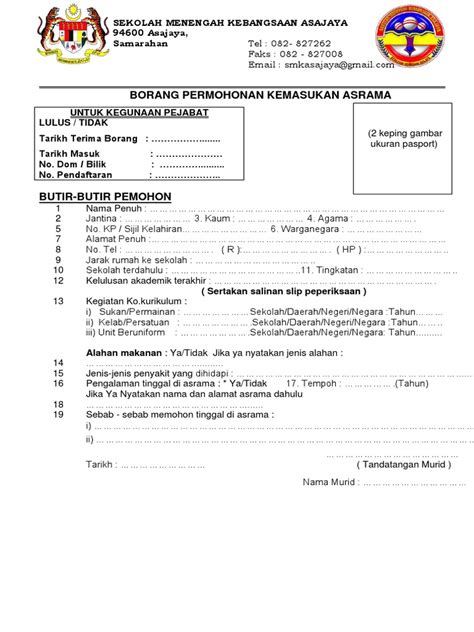 Borang Asrama Pdf