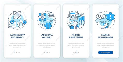Blue Onboarding Mobile App Screen For Data Science Challenges Vector Step Presentation Task