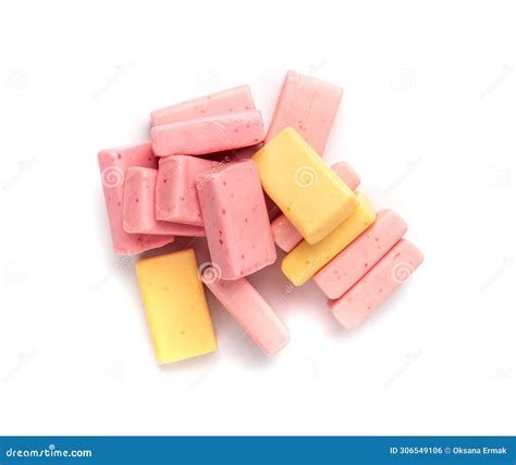 Fruit Chews Isolated Pink Chewable Candies Fruit Chew Candy Pile