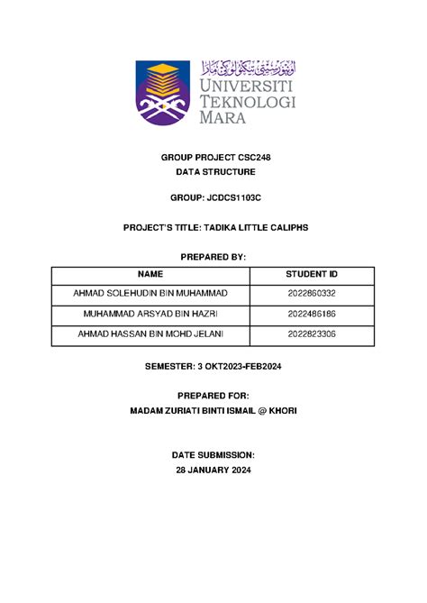 Report Group Project Tadika Little Caliph Group Project Csc Data Structure Group Jcdcs1103c