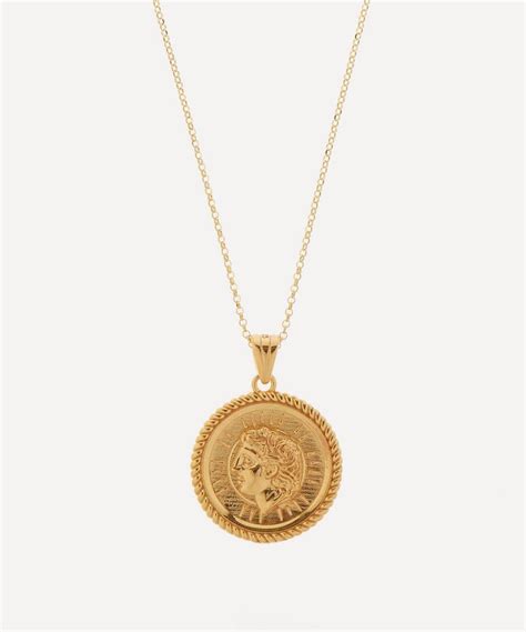 Hermina Athens Gold Plated Helios Thin Chain Pendant Necklace Modesens