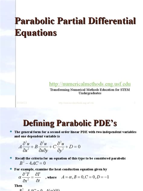 Mws Gen Pde Ppt Parabolic Pdf