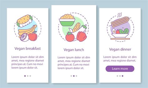 Premium Vector Vegan Menu Onboarding Mobile App Page Screen With