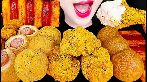 Asmr Fried Chicken Cheese Ball Spicy Sausage 뿌링클 치킨 치즈볼 핫도그 먹방