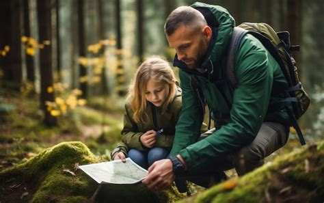 Premium Ai Image Nature Bond Father And Daughter Hiking In Forest And