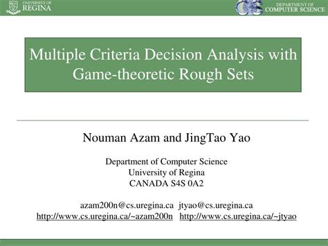 Ppt Multiple Criteria Decision Analysis With Game Theoretic Rough