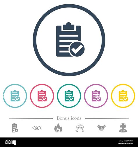 Note Done Flat Color Icons In Round Outlines 6 Bonus Icons Included