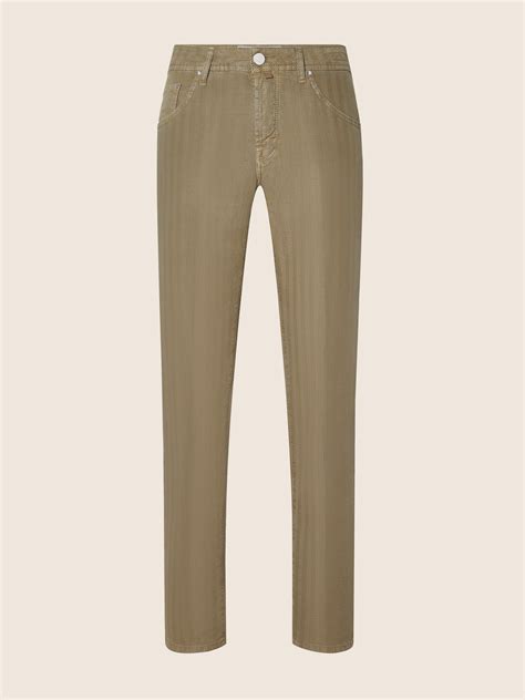 Bard Regular Slim 5 Pocket Pants In Beige Cotton Linen Stretch