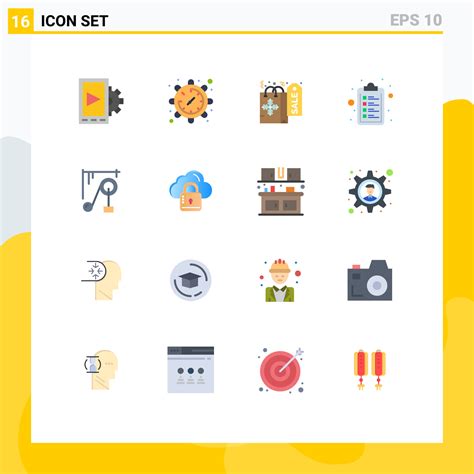 User Interface Pack Of 16 Basic Flat Colors Of Cloud Science Shopping Machine List Editable Pack