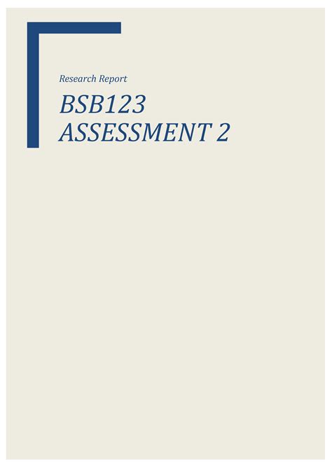 BSB Data Analysis Research Report Research Report BSB ASSESSMENT BSB Data Analysis