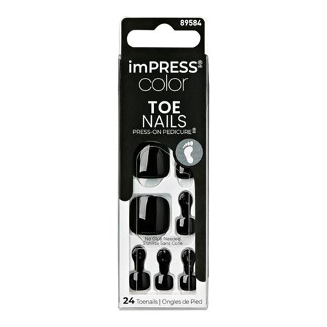 Impress Color Press On Pedicure False Toe Nails Kit Melrose 24s