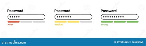 Password Weak Medium Strong Interface Password Website Template Stock Illustration