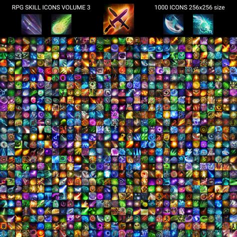 1000 RPG Skill Icons 256X256 Volume 5 GameDev Market