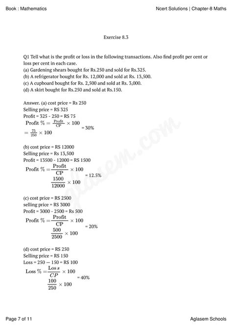 Ncert Solutions Class Maths Chapter Comparing Quantities Question Answer Pdf Aglasem