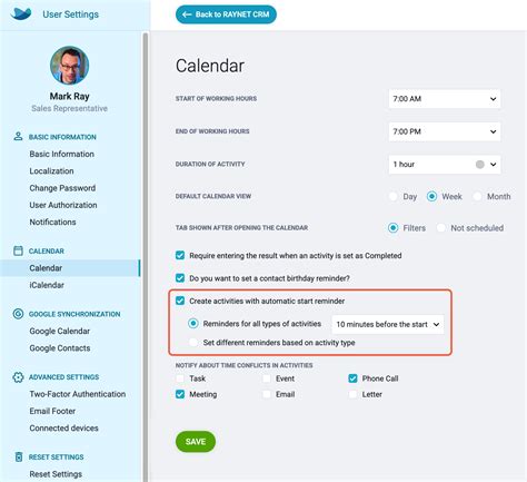 Activity Reminder RAYNET CRM Basics And Tutorials