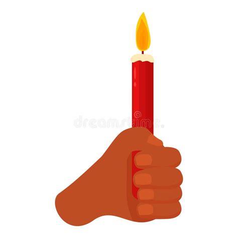 Hand Holding A Burning Red Candle On White Background Stock Vector