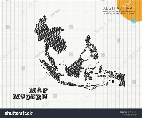 Southeast Asia Map Vector Black Silhouette เวกเตอร์สต็อก ปลอดค่า