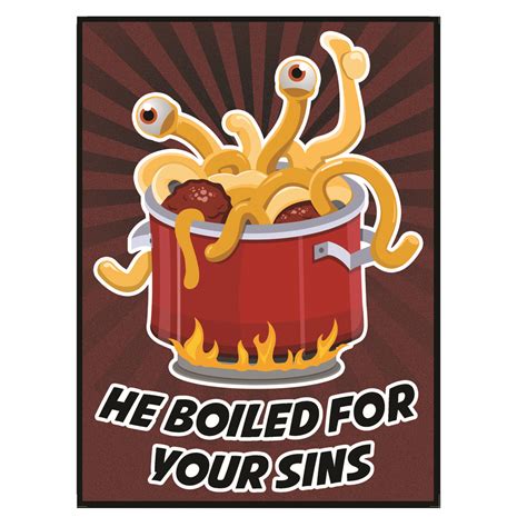 FSM He Boiled For Your Sins Bumper Sticker 5 X 3 5