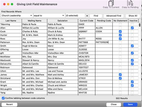 Updating And Editing Giving Unit Codes