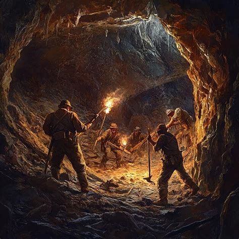 Detailed Scene Of An Ancient Mining Operation Premium Ai Generated Image
