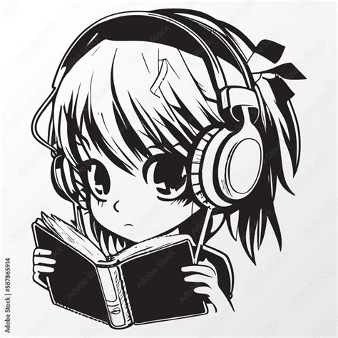 Cartoon Young Girl Character Sketch In Anime Style Stock Vector Adobe