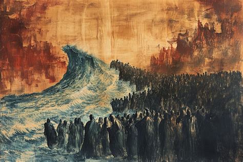 Premium Ai Image Dramatic Exodus Moses Parting The Red Sea Illustration